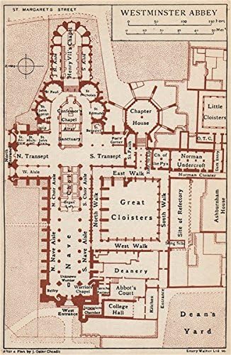 WESTMINSTER ABBEY. Vintage map plan. London;1935: Amazon.ca: Home & Kitchen