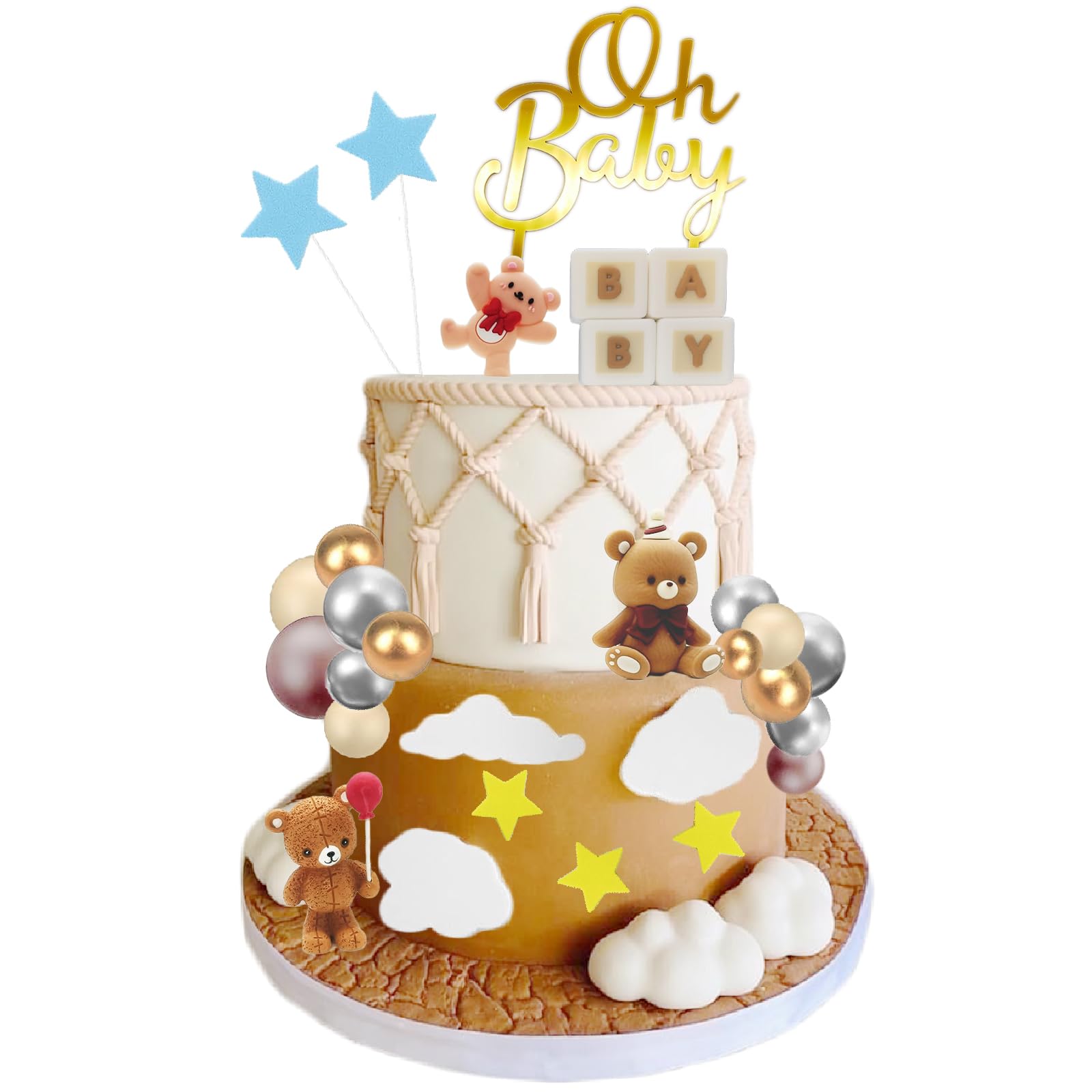 39 Pcs/Set Bear Cake Toppers Teddy Bear Baby Shower Decorations BABY ...