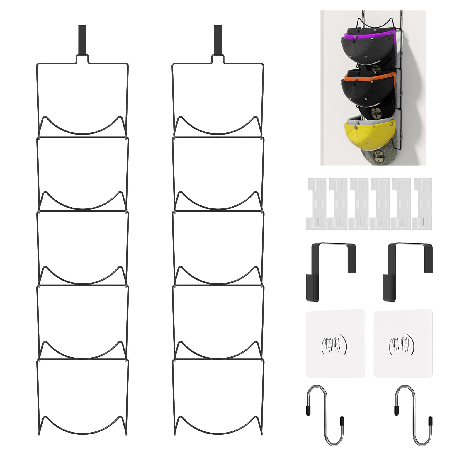 LINFIDITE 10 Pack Hat Rack Hanger Holder Organizer Flexible Multi Hook ...