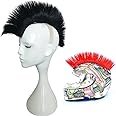Amazon.com: Namecute Skinhead Wig Black Helmet Mohawk Wig Costumes ...