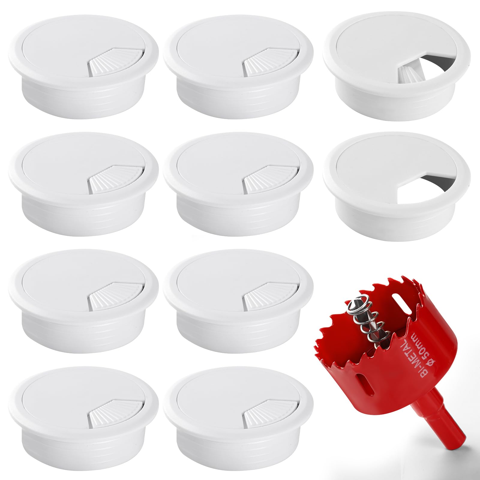 Desk Grommet 2 Inch (50 mm) 10 Pieces, Desk Hole Cover for Cables White ...