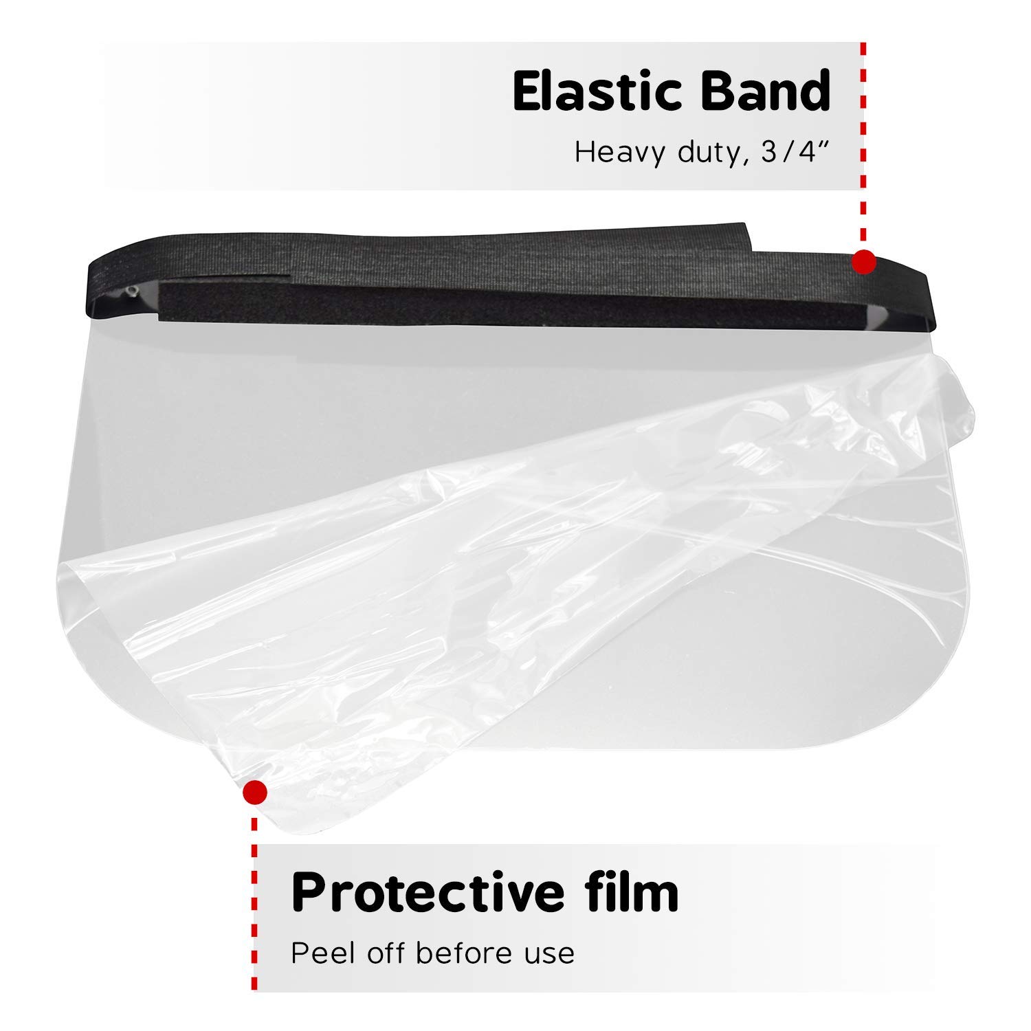 2 Pack Made in USA Durable and Reusable Face Shield, One Size Fits All ...