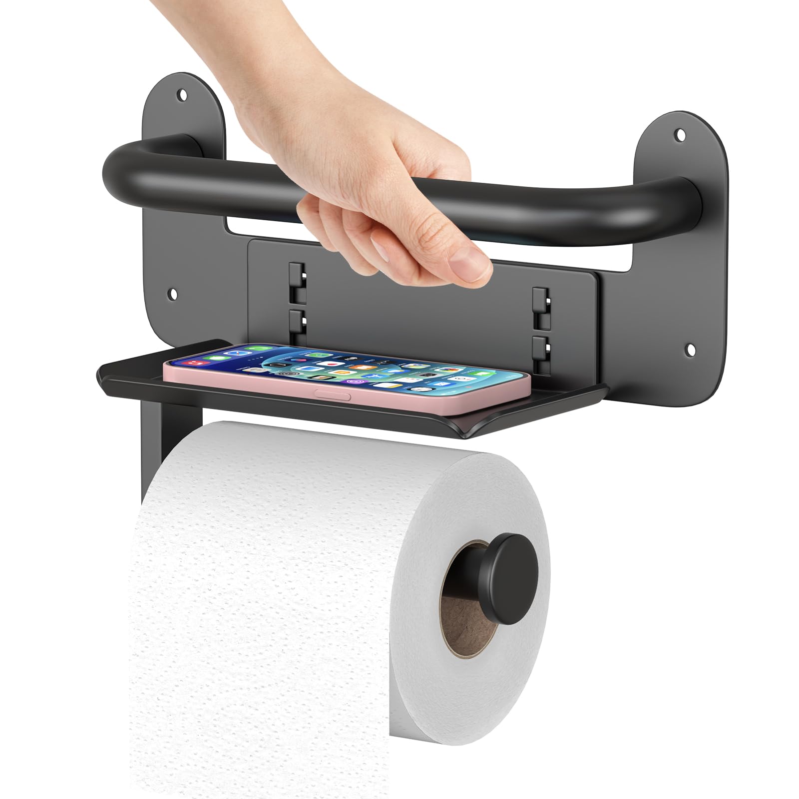 VAEHOLD Toilet Paper Holder with Assist Bar Toilet Grab Bar Stainless ...