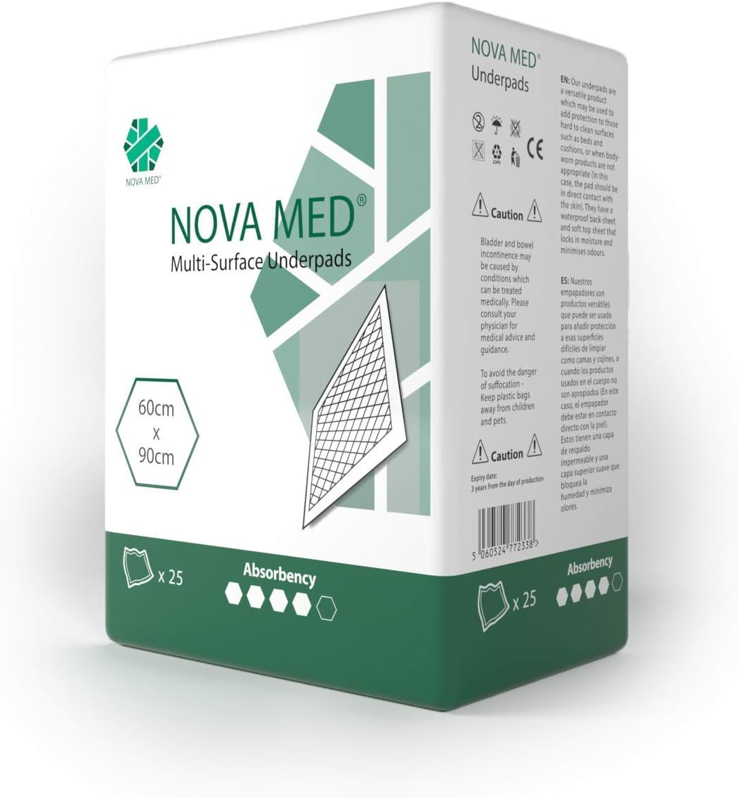 Novamed Disposable Bed Pads, Underpads, Incontinence Pads - 60 x 90 cm ...