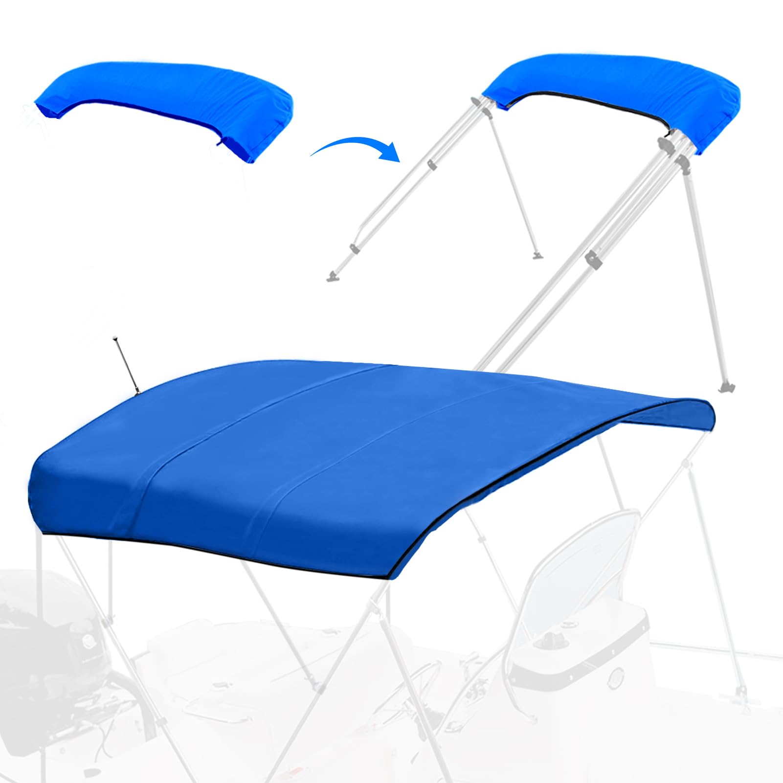 Mionovity 4 Bow Bimini Top Replacement Canvas with Light Hole & Storage ...