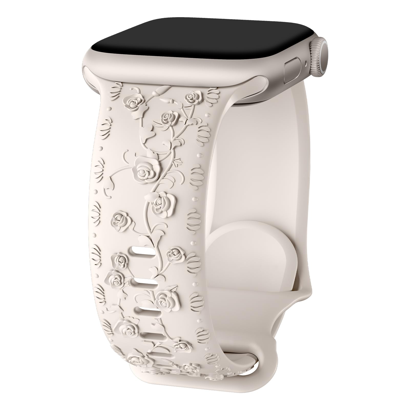 Floral Embossed Bands for Apple Watch Band 41mm 40mm 44mm 45mm 46mm ...