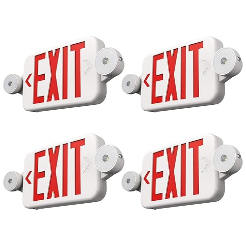 FREELICHT 4 Pack Red Exit Sign with Emergency Lights, Two LED ...