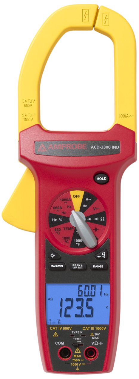 Amprobe ACD-3300 IND Clamp Meter with Temperature, CAT IV True-rms ...