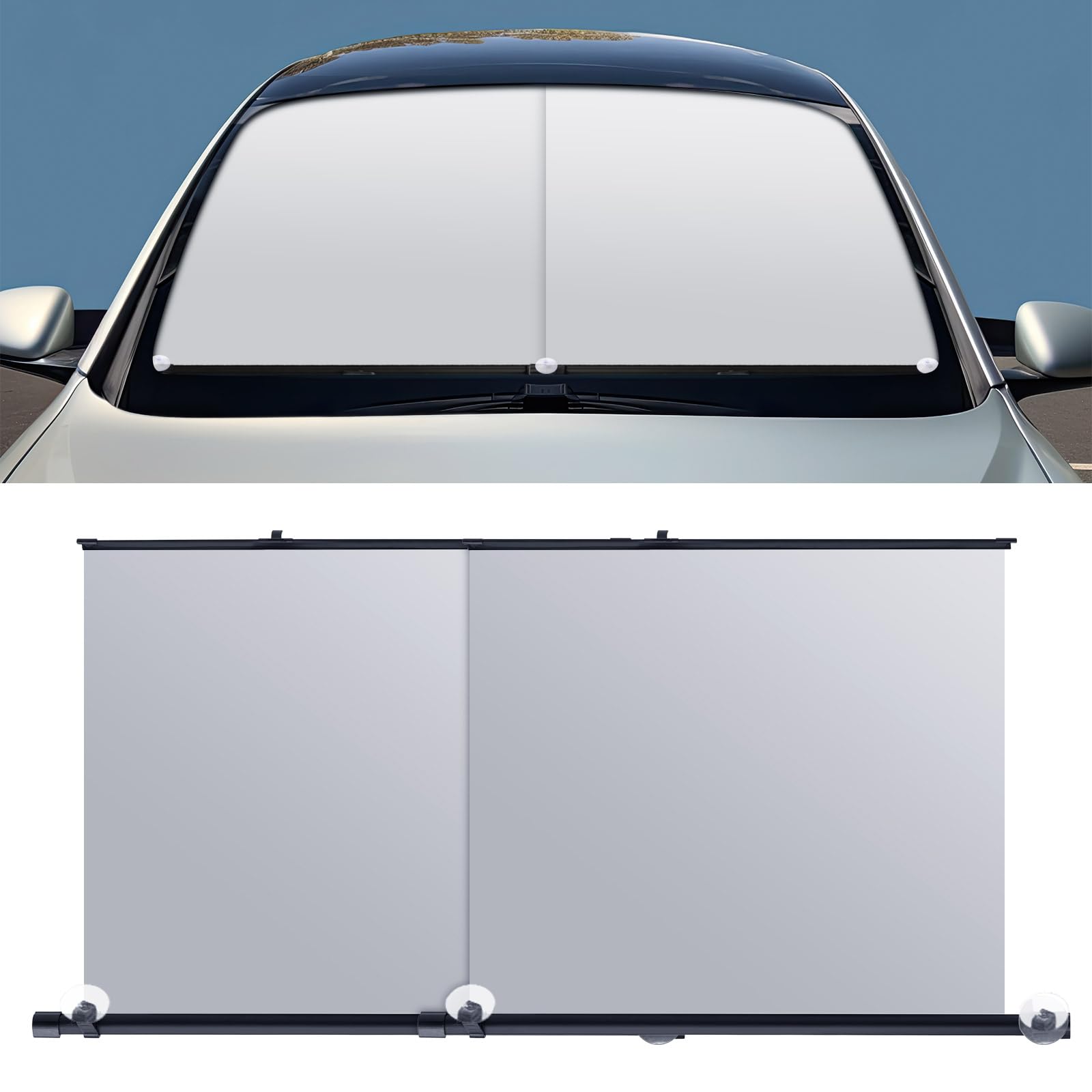 BBTO 2 Pcs Automatic Retractable Car Sunshade - Windshield Sun Shade ...