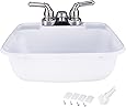 RecPro RV Rectangle Bathroom Sink (White) w/Brushed Nickel Teapot ...
