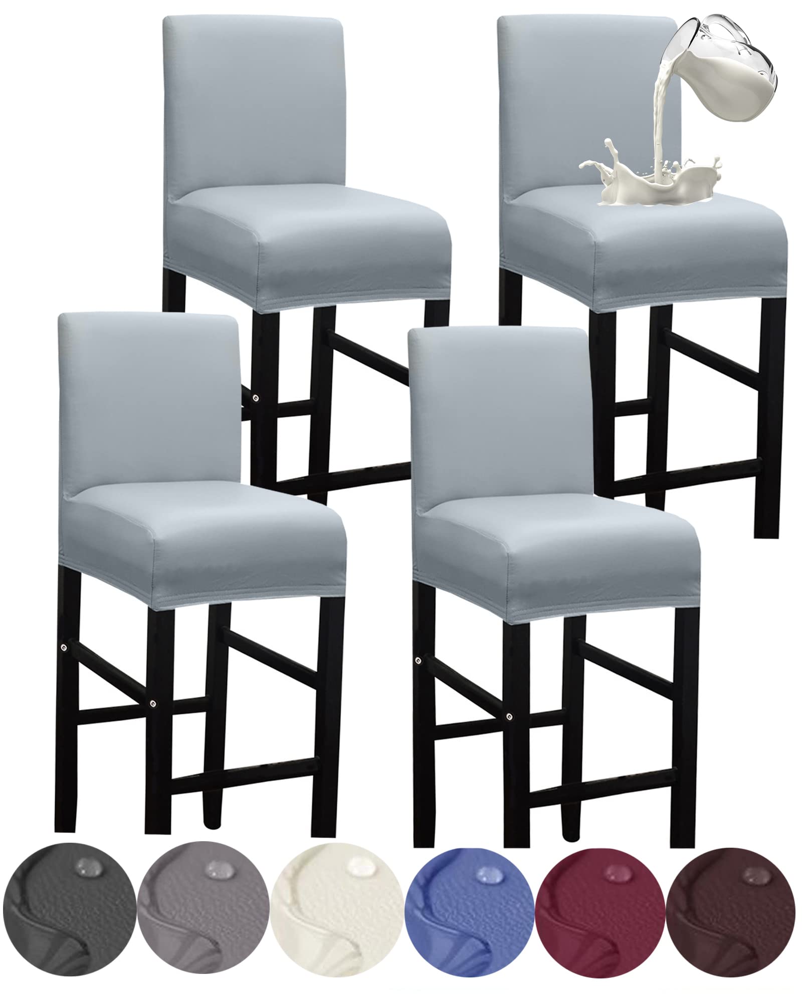 HFCNMY Bar Stool Covers,4 Pack Stretch Waterproof PU Bar Stool Covers ...
