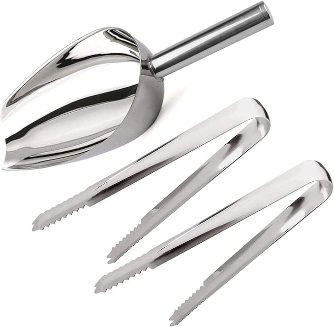 Amazon.com: NEVUTO- scoop and tongs 3 p stainless steel serving food ...