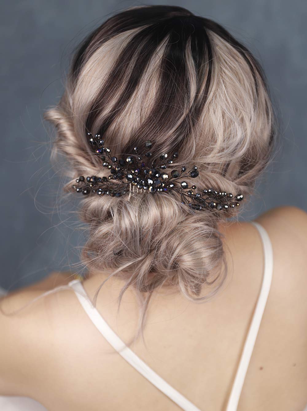 fxmimior Brautschmuck Haarschmuck schwarz Haar Kamm Gothic Hochzeit ...