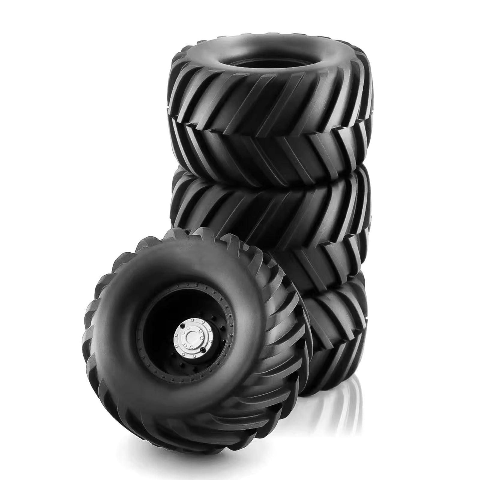 Chanmoo 1/10 RC Monster Truck Tires and Hard Plastic Wheels Rims 12mm ...