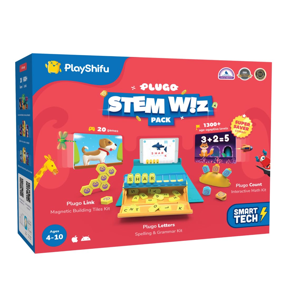 Plugo STEM Pack by PlayShifu - Count, Letters & Link (3in1) | Math ...