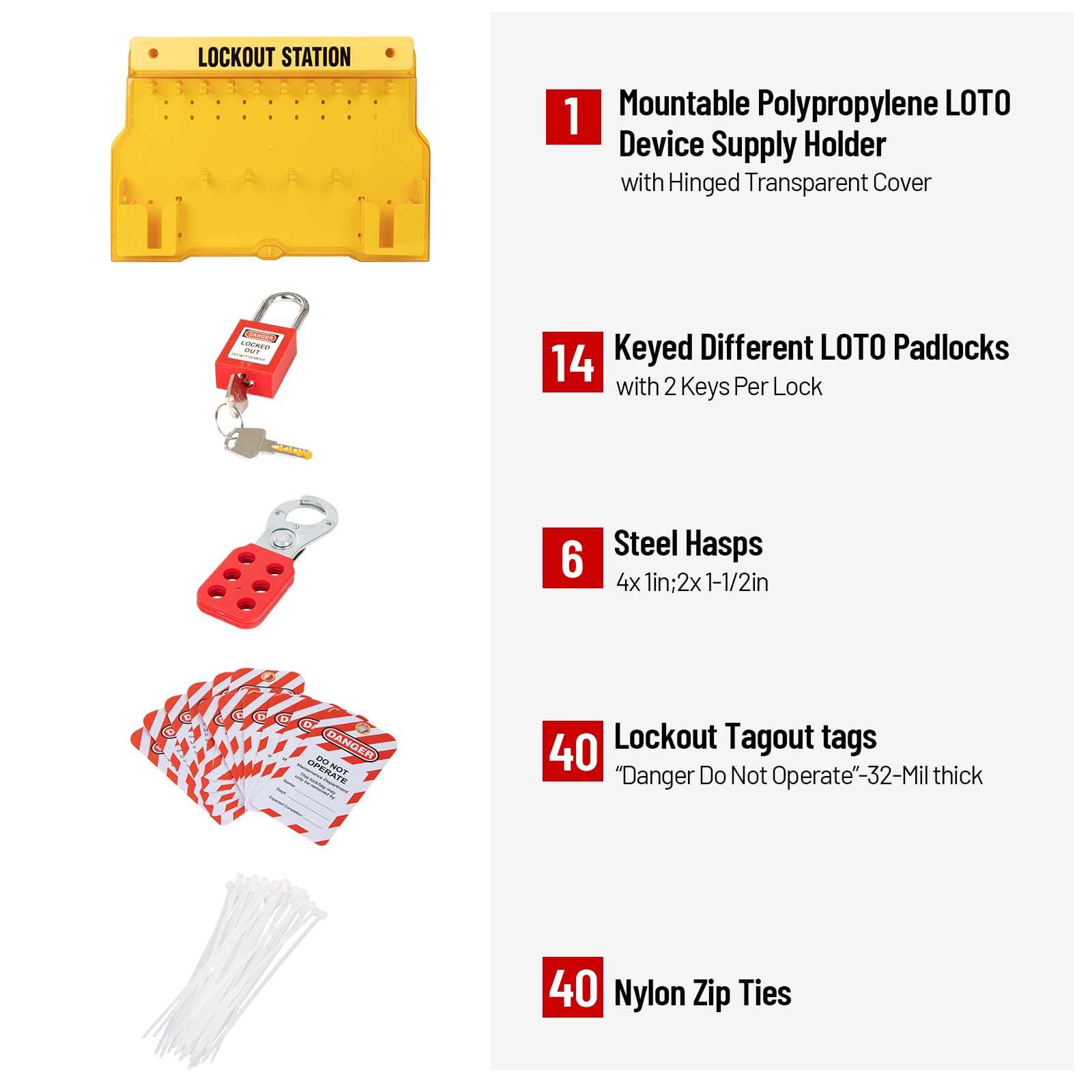 Mua Lockout Tagout Station with Loto Devices Lock Out Tag Out Kit Board Include 14 Pack Safety ...