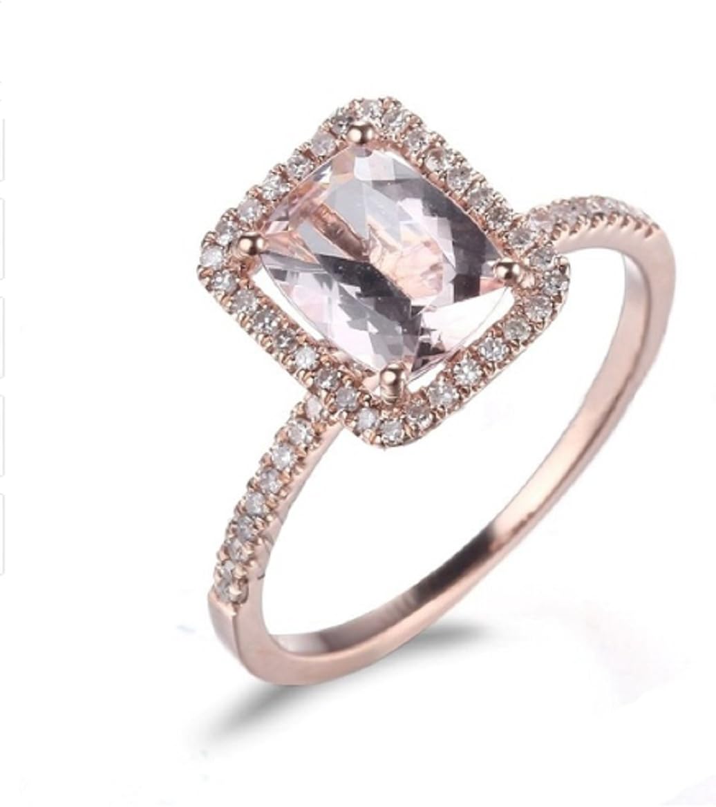 Gowe Massif 10 K Or Rose Coussin 8 X 6 Mm Rose Morganite Pave Diamant Naturel Pierre Pr cieuse gowe-massif-10-k-or-rose-coussin-8-x-6-mm-rose-morganite-pave-diamant-naturel-pierre-pr-cieuse