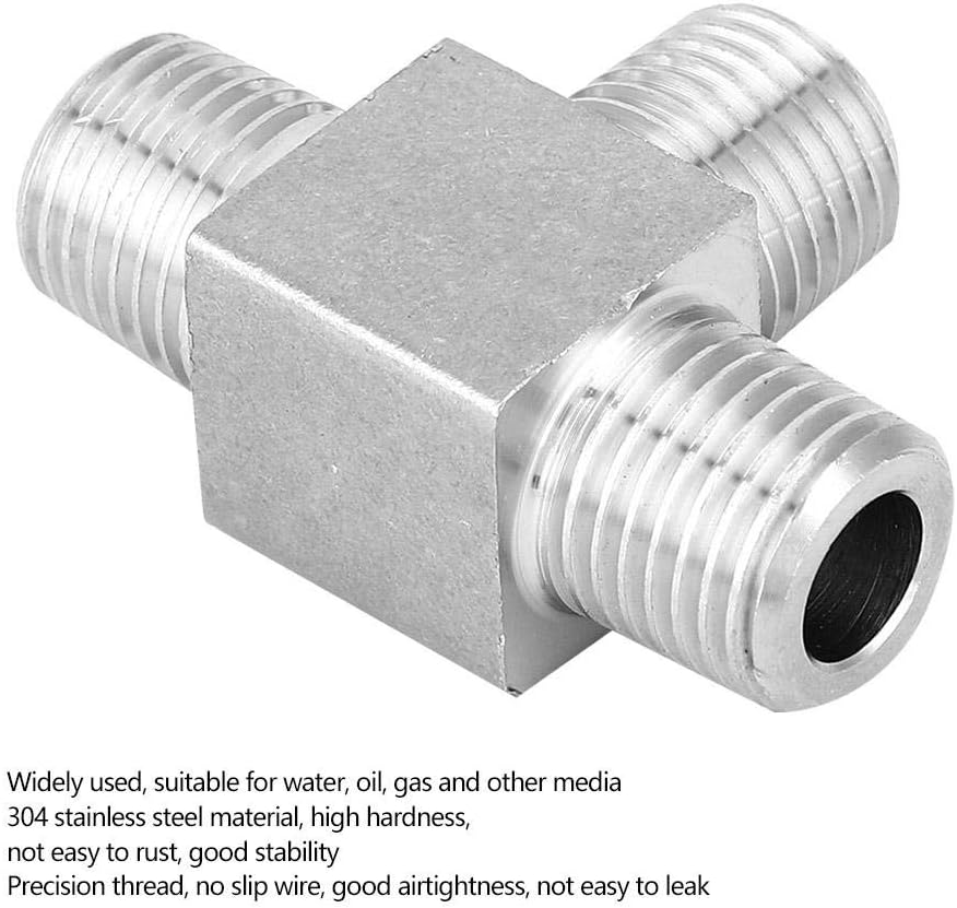 304 Stainless Steel BSPT External Thread Tee Joint High Pressure Water ...