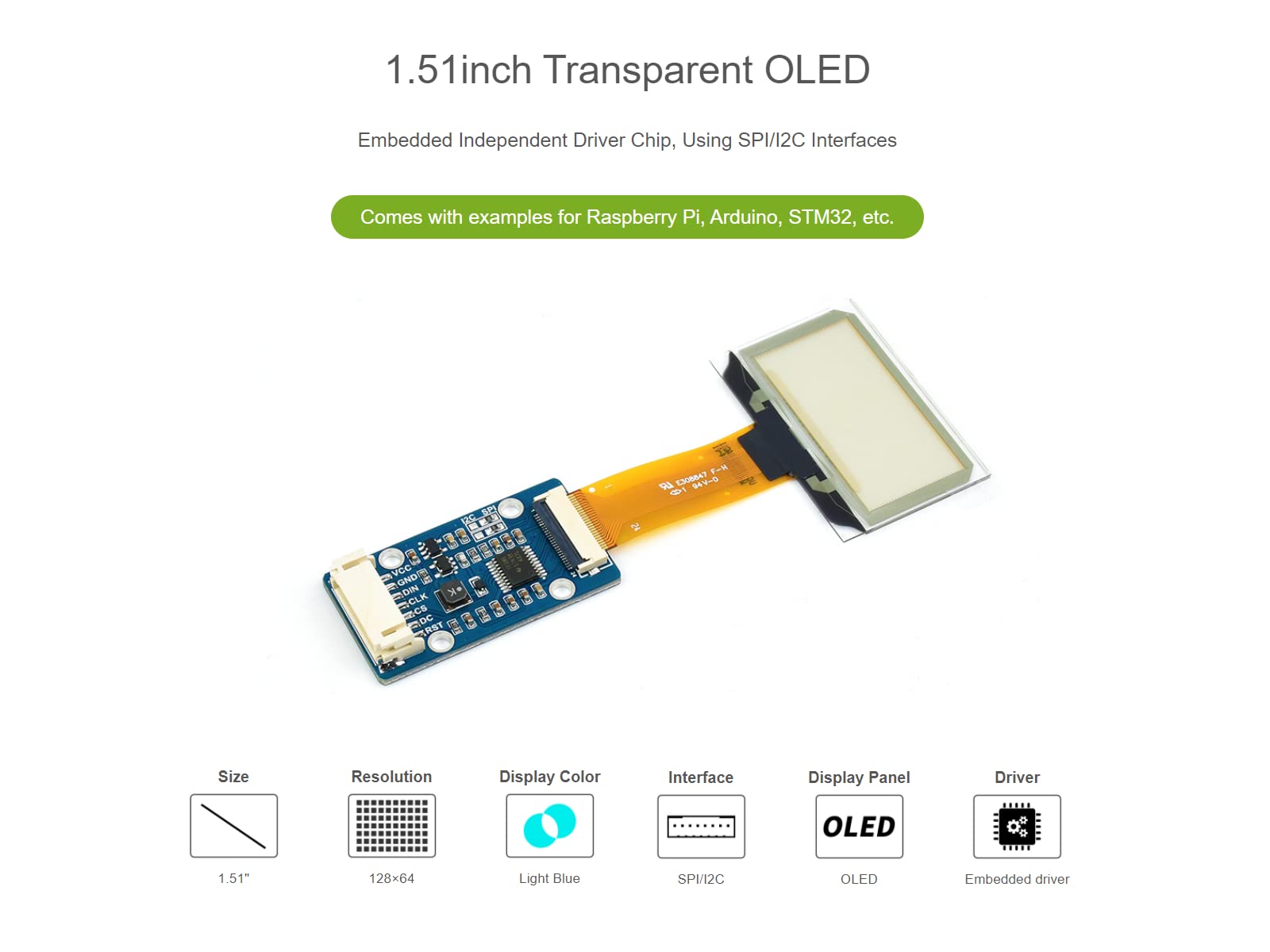 Mua 1.51inch Transparent OLED Display Module 128×64 Resolution Light ...