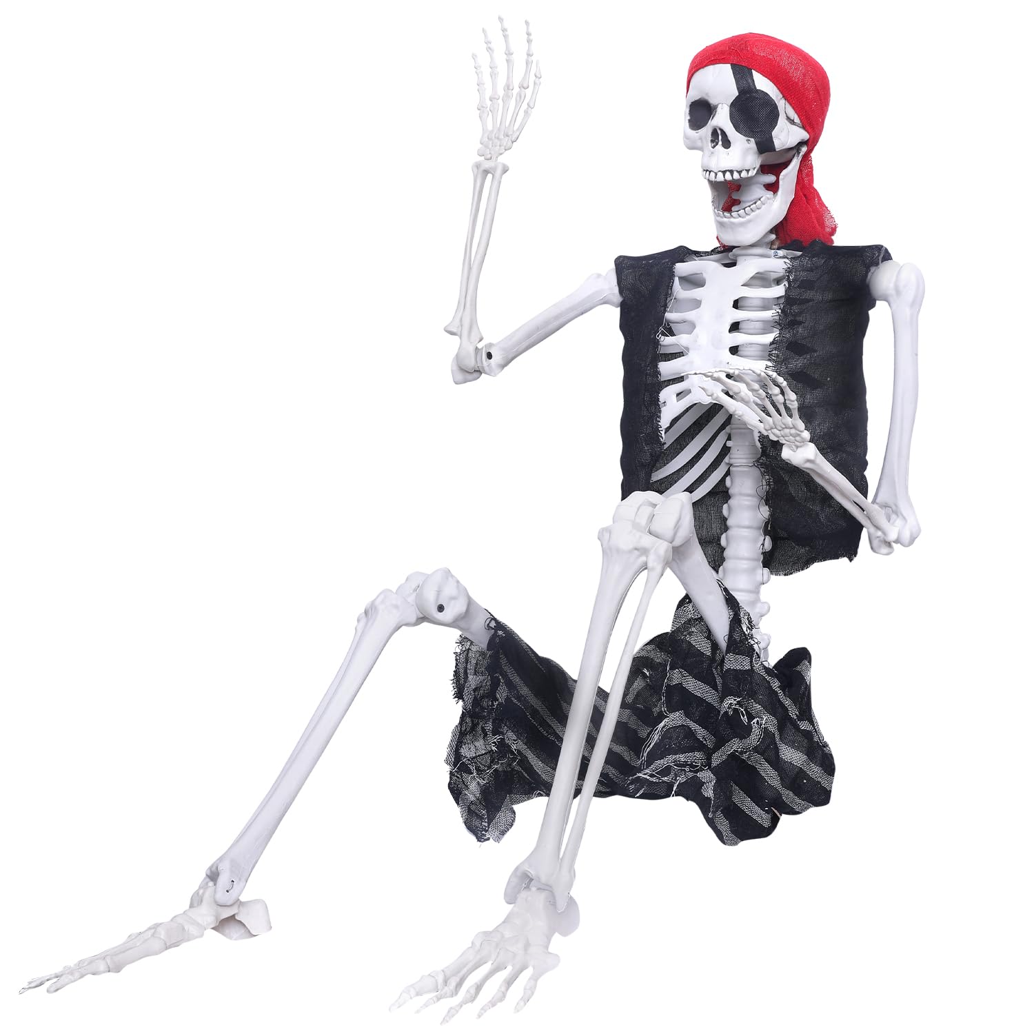 5.4Ft Halloween Skeleton Life Size Pirate Skeleton Creepy Posable ...
