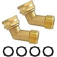 Amazon.com : Hooshing 45 Degree Garden Hose Elbow Connector 3/4" GHT Solid Brass Hose Kink ...