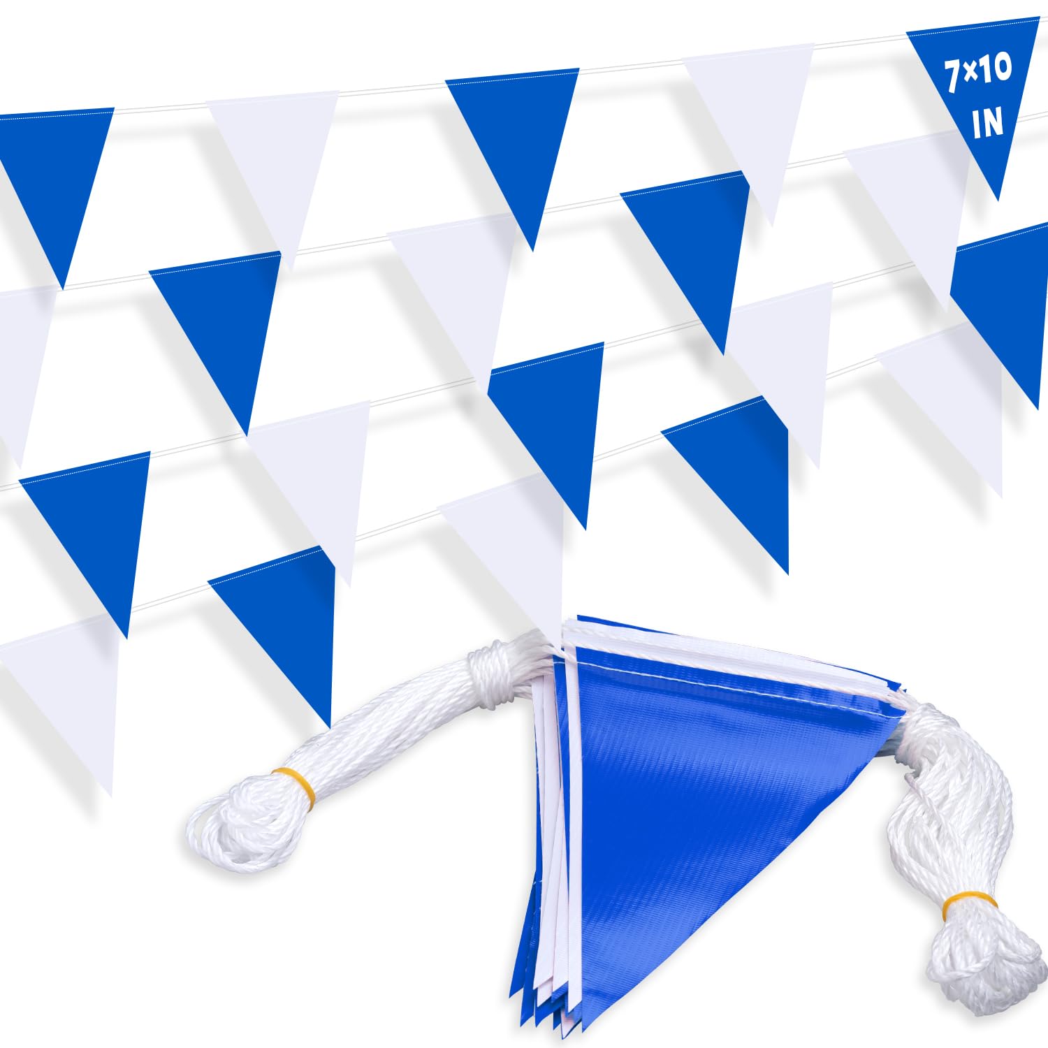 Mua 105ft Blue and White Pennant Banner Flags, 7"x10" Fluorescent Safety Flagging Banner Warning ...