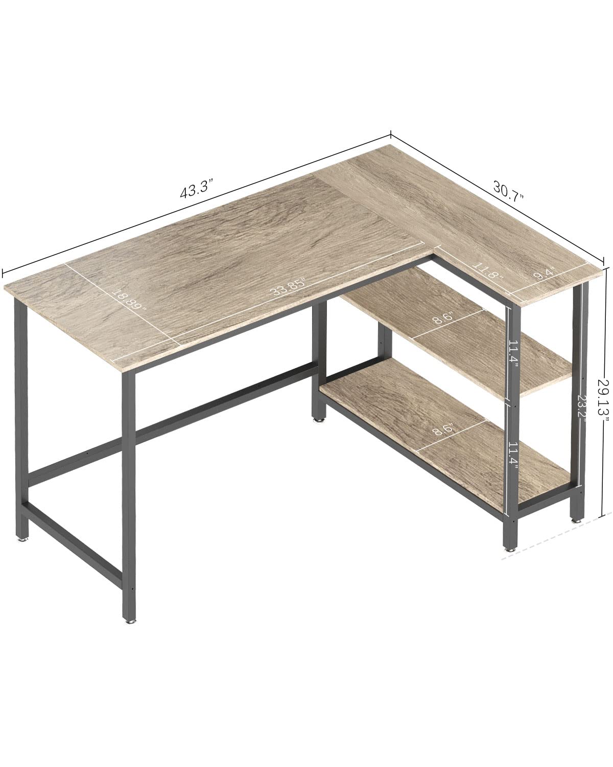 Mua WOODYNLUX L Shaped Computer Desk - 43 Inch Home Office Desk with ...