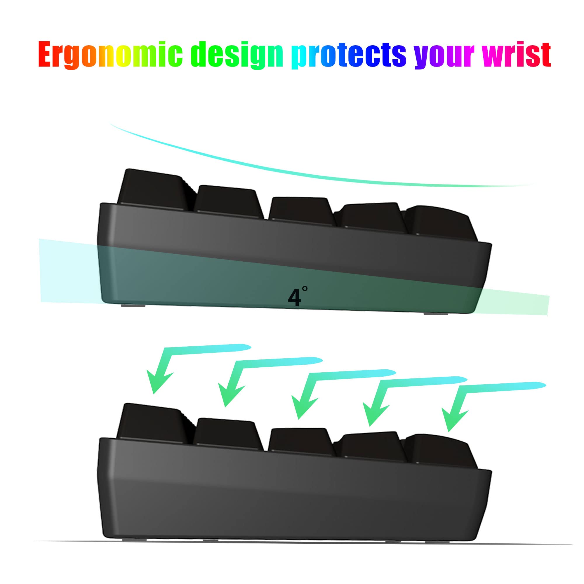 Mua DGG K60 61 Keys RGB Backlit 60% Wired Gaming Keyboard, Ergonomic ...