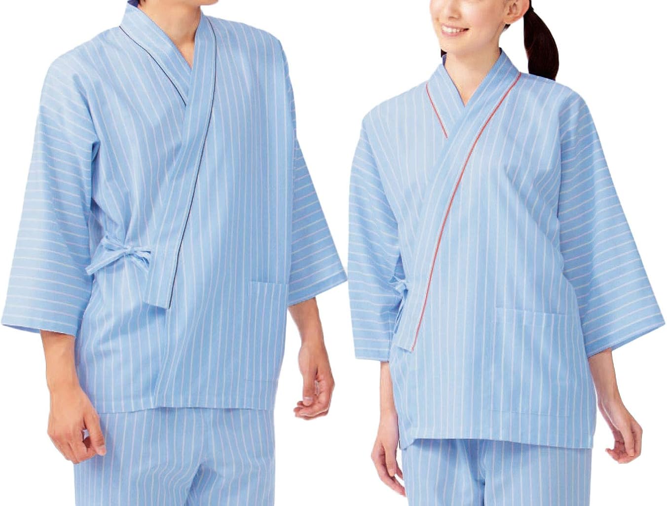 Amazon.co.jp： 検診衣 患者衣 カゼン(KAZEN) 285-98 患者衣（甚平型） サイズ：M 98：ストライプ（上着）: 服＆ファッション小物