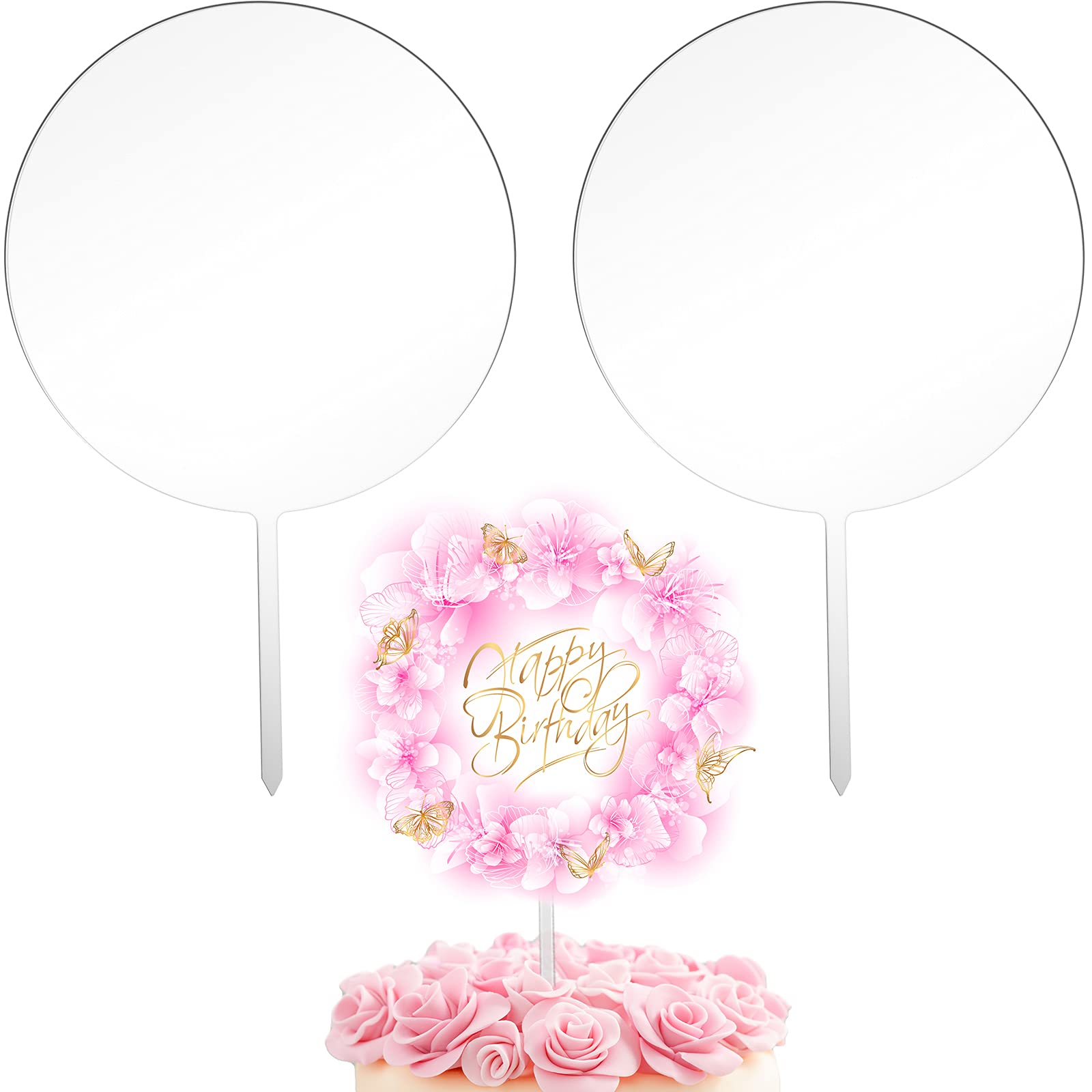 Mua Jetec 2 Pieces 5 Inch Acrylic Cake Topper Blank Round Clear DIY ...