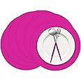 Amazon.com: 50 Pieces Hot Pink Paper Place Mats Round Disposable Table ...