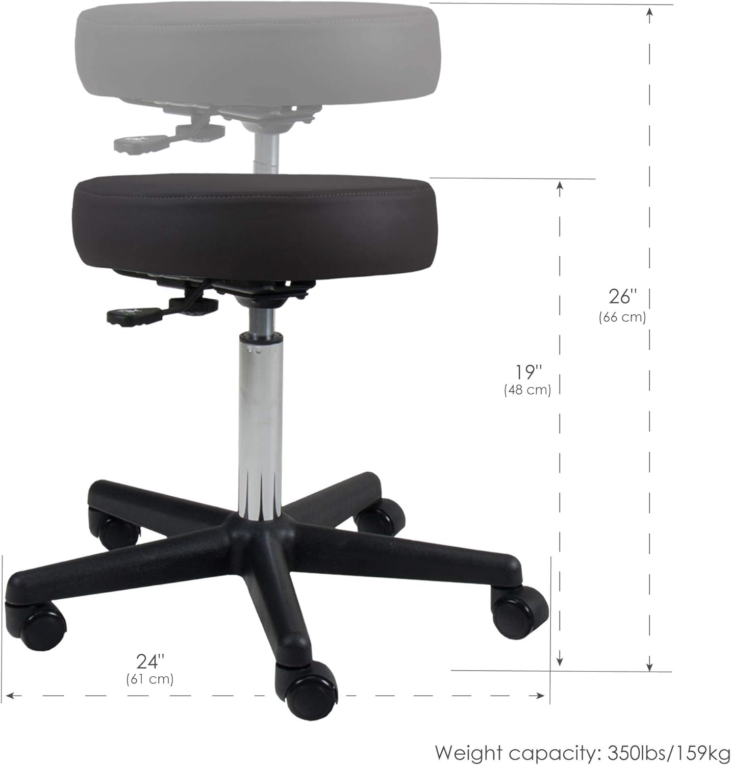 Earthlite Pneumatic Massage Therapist Stool – Adjustable, Rolling ...