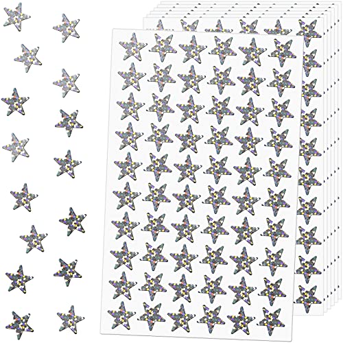 3000 Pack Silver Star Stickers for Kids Reward, Holographic Laser Shiny ...