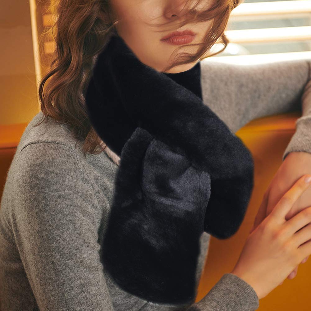 Womens Faux Fur Scarf, YIDUODE Long Faux Fur Warm Soft Furry Wrap ...