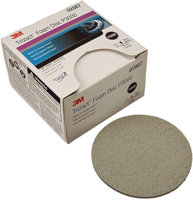 3M 02096 Trizact Hookit 5 P3000 Grit Foam Disc by 3M: Amazon.co.uk: Car ...