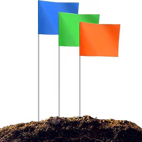 Zozen 100Pack Marking Flags, Orange&Green&Blue, Writable | Marker Flags ...