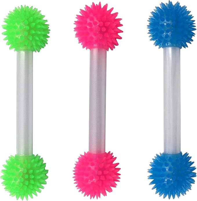 Playlearn Pack of 3 Double Spiky Light Up Batons LED Sensory Bouncing ...