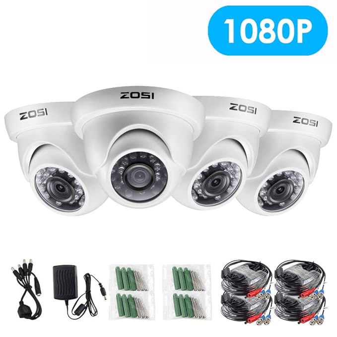 ZOSI 4PK HD 1080P 3.6mm lens 24 IR-LEDs CCTV Camera Home Security Day ...