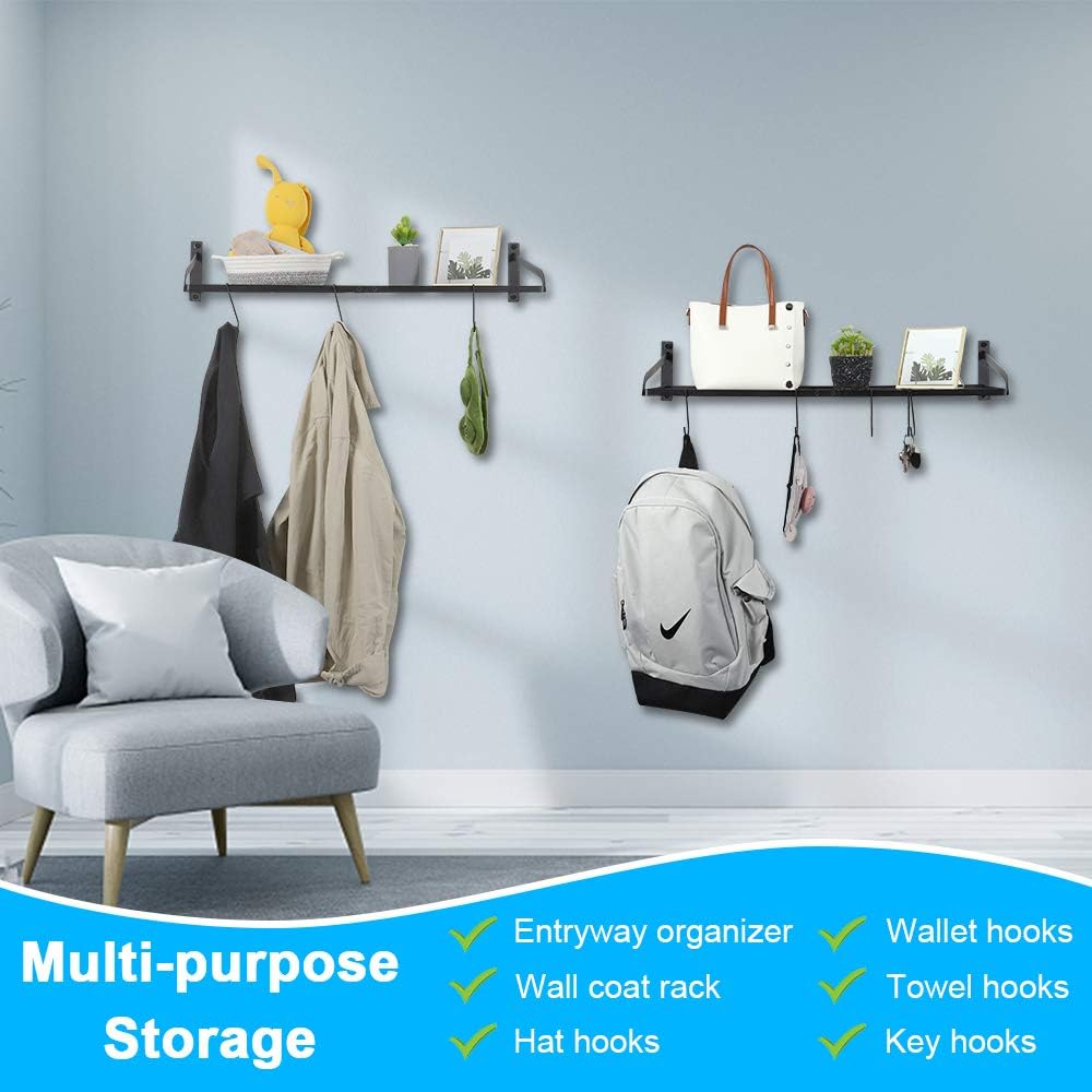 Kitchen Pan Storage Rack, 2-Tier Hanging Shelf Pot and Pan Wall Mounted ...