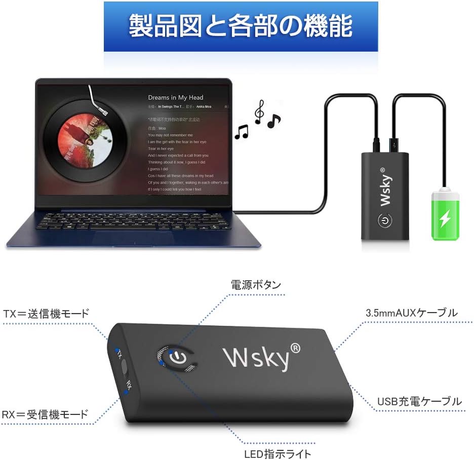 WSKY BT-B9 取扱説明書・レビュー記事 - トリセツ