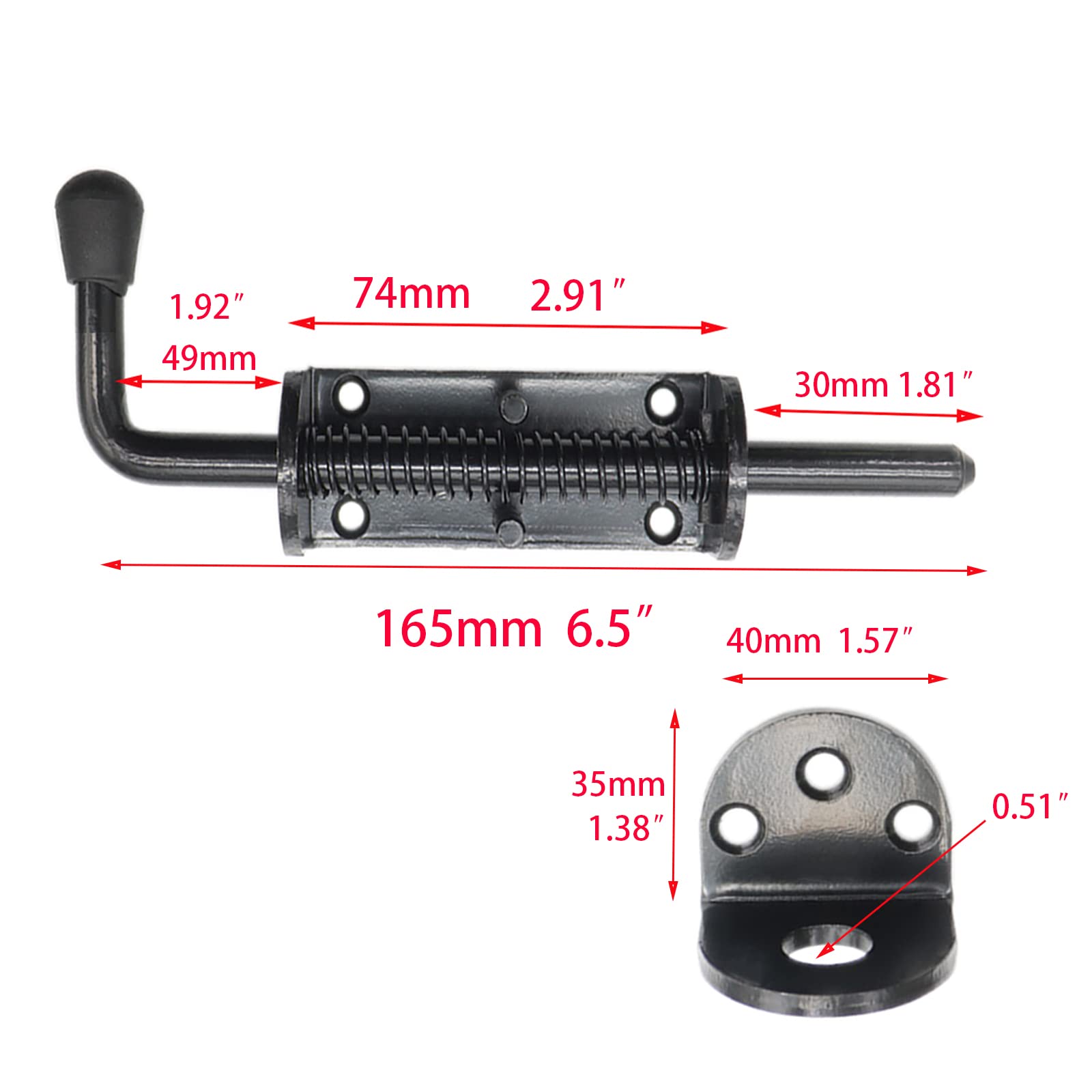 Black 6.5 Inch Heavy Duty Spring Loaded Latch Pin, Sliding Barrel Bolt ...