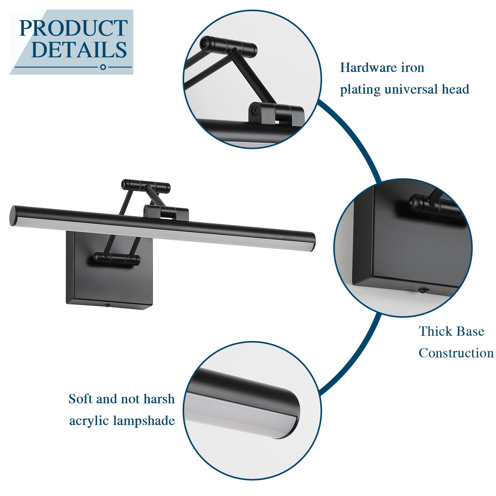 Mua Joossnwell Modern Picture Light Black LED Picture Frame Lights for ...