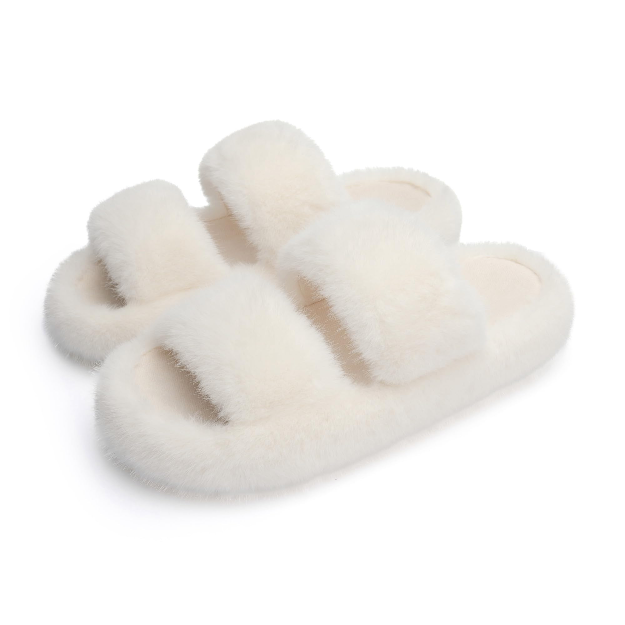 Chantomoo Women's Slippers Memory Foam Slippers for Women Fuzzy Comfy Faux Fur House Shoes Furry ...
