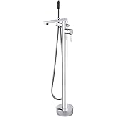 Wowkk Freestanding Tub Filler Waterfall Bathtub Faucet Chrome Floor ...