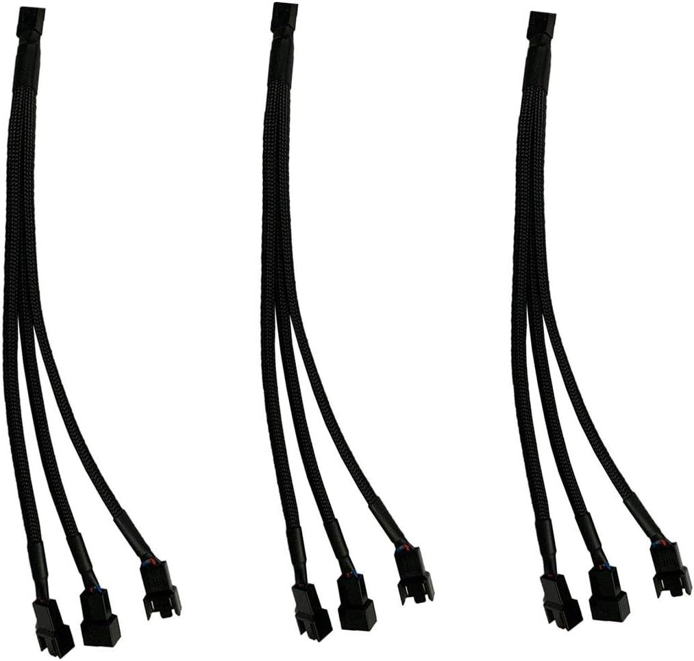 3 Pack Fan Splitter Cable Computer PC PWM 4 Pin Fan Extension Power ...