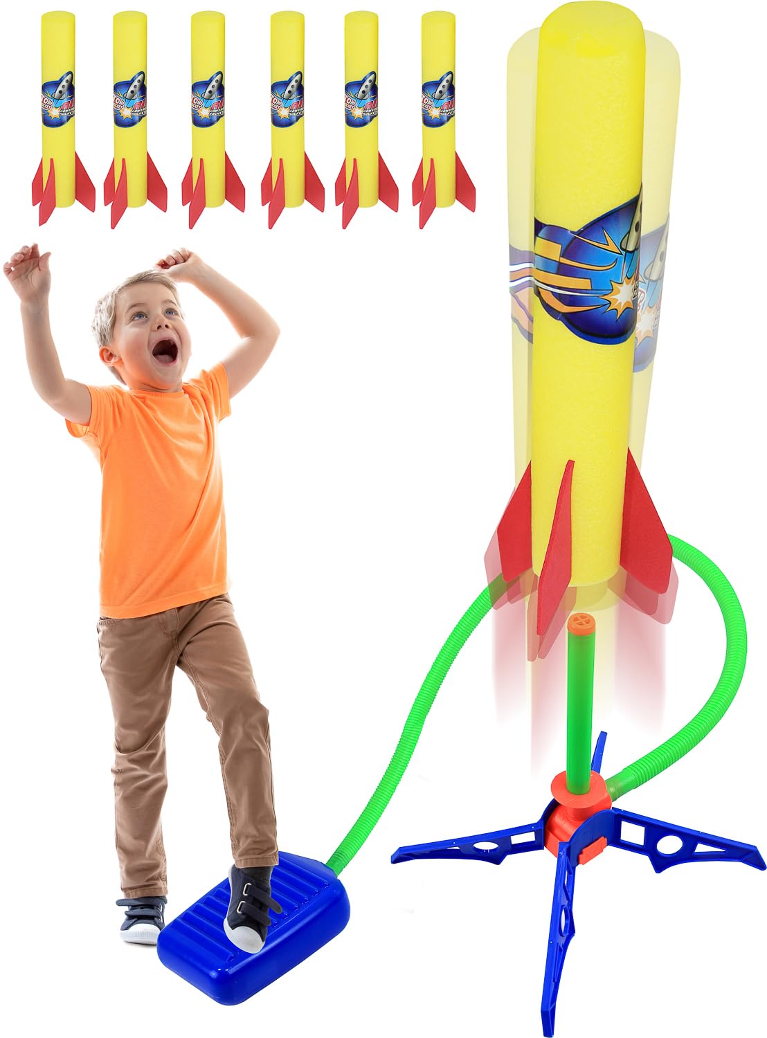 Kiddie Play Rocket Launcher for Kids to Step on with 6 Rockets Outdoor ...