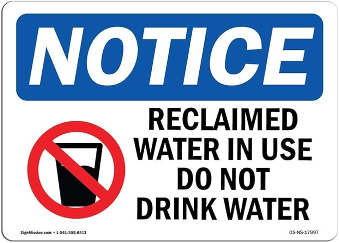 Amazon.com: Art Sign Tin Metal Sign 12x16in,Reclaimed Water in Use Do ...