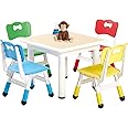 Amazon.com: FUNLIO Kids Table and 4 Chairs Set for Ages 3-8, Height ...