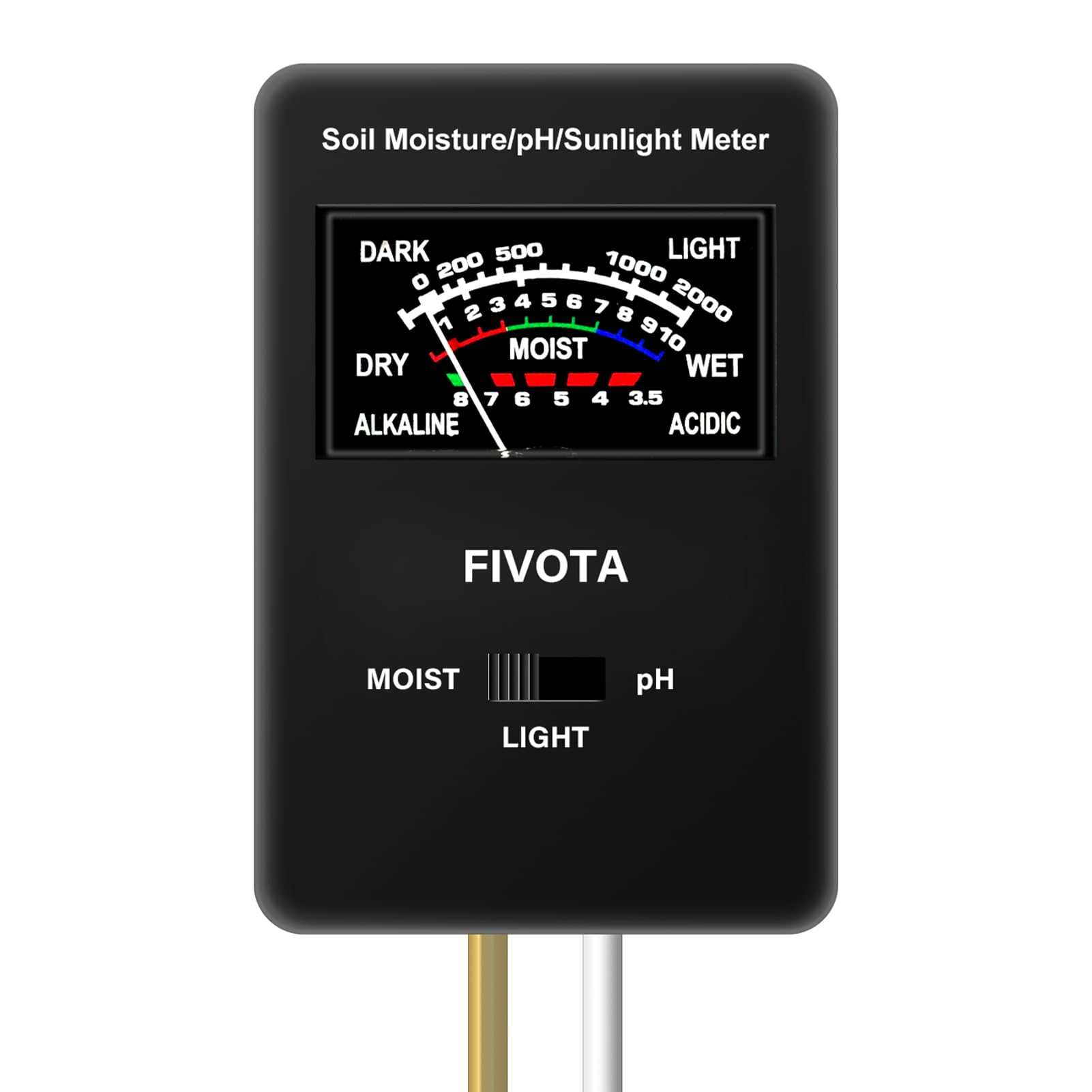 Fivota Soil pH Meter, FV03 Upgraded Large Screen Soil Moisture/Sunlight ...