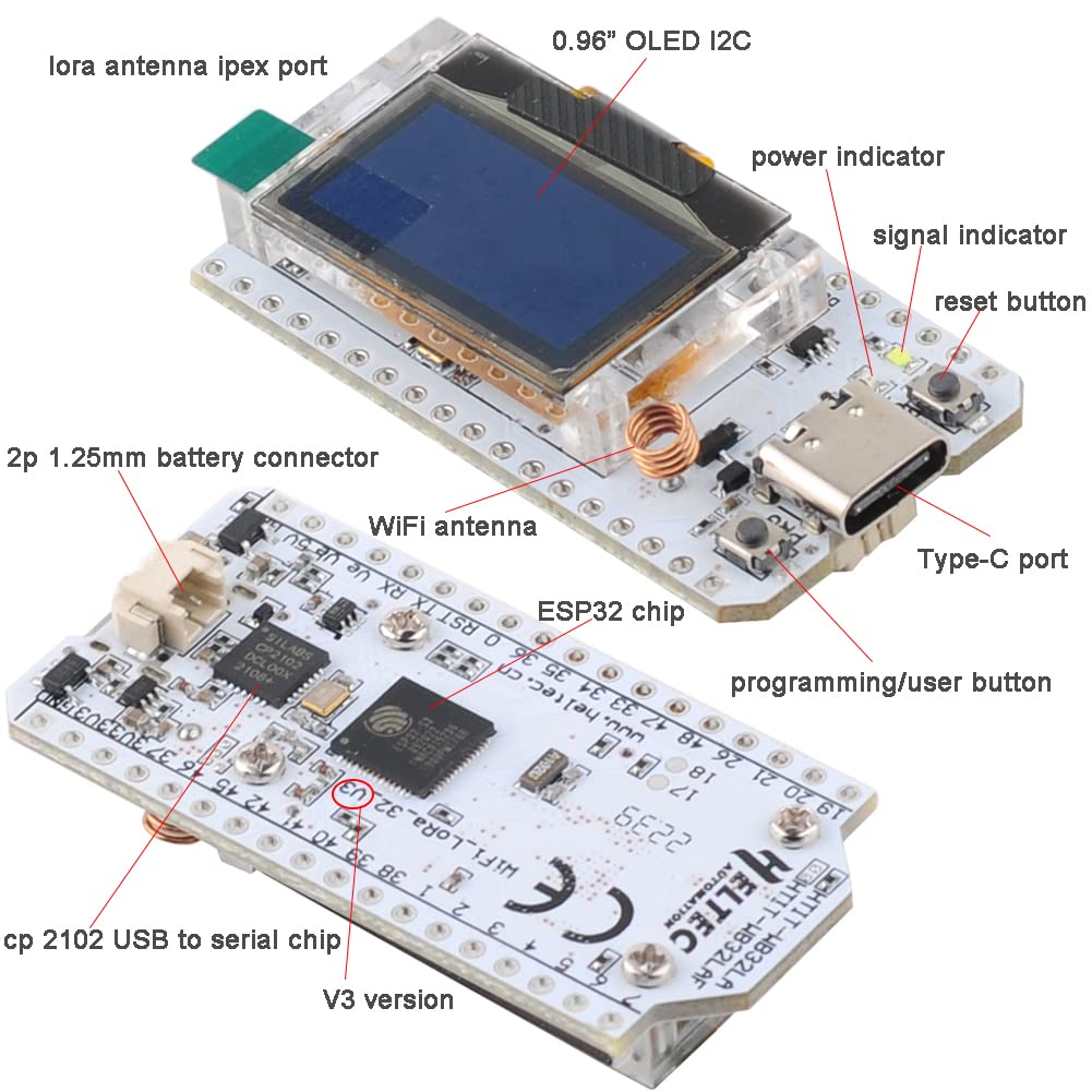 Mua 915MHz ESP32 LoRa OLED Development Board V3 SX1262 Type-C + LoRa Antenna for Arduino LoraWan ...